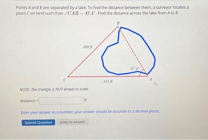 Solved Points A and B are separated by a lake. To find the | Chegg.com