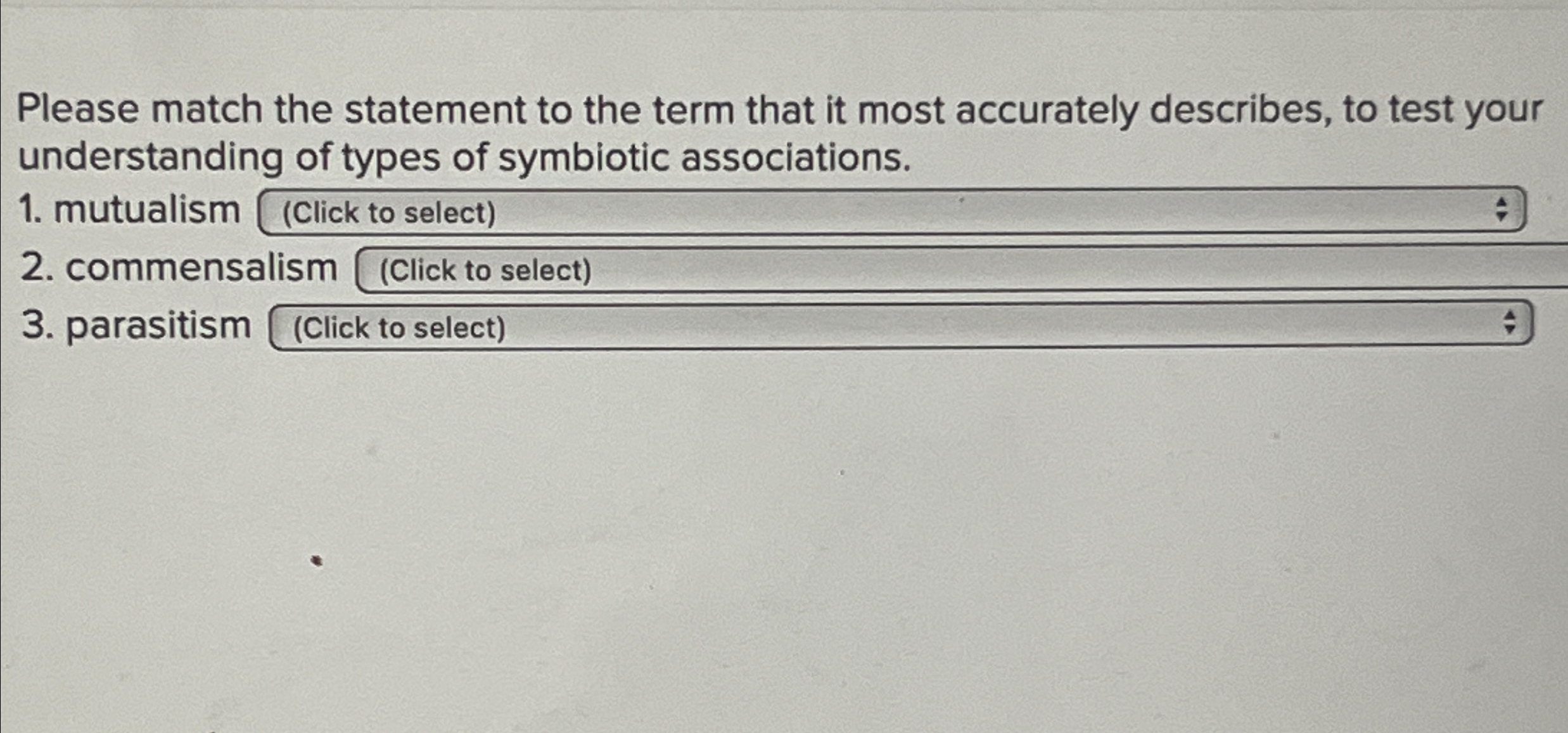 Solved Please match the statement to the term that it most | Chegg.com