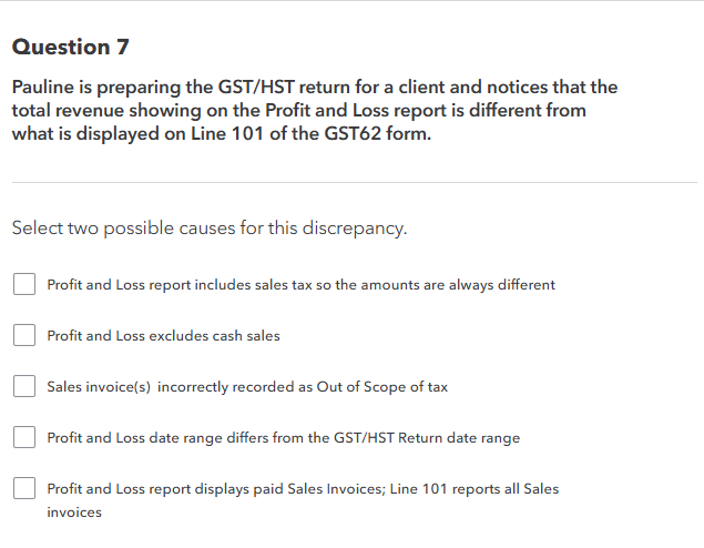 Solved Question 7Pauline is preparing the GST/HST return for | Chegg.com