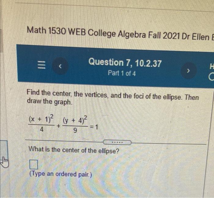 Solved Math 1530 WEB College Algebra Fall 2021 Dr Ellen E