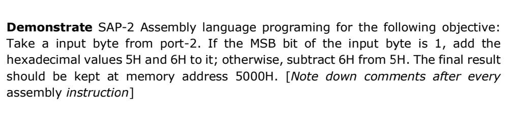 Solved Demonstrate SAP-2 Assembly language programing for | Chegg.com