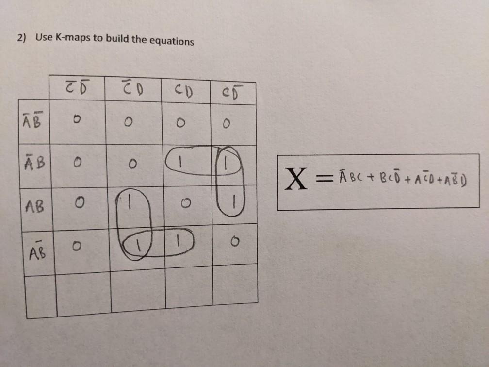 Solved 2) Use K-maps to build the equations C To co ер AB O | Chegg.com