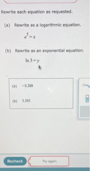 Solved Rewrite Each Equation As Requested A Rewrite As A
