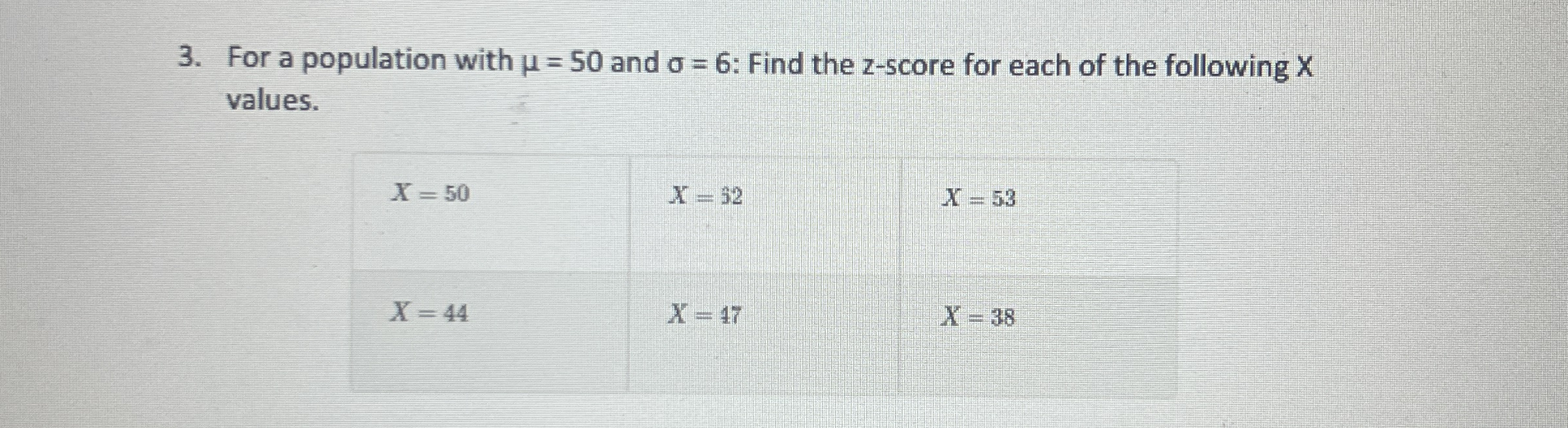 Solved For a population with μ=50 ﻿and σ=6 ﻿: Find the | Chegg.com