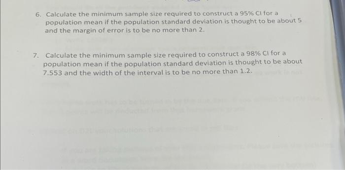 Solved 6. Calculate the minimum sample size required to | Chegg.com