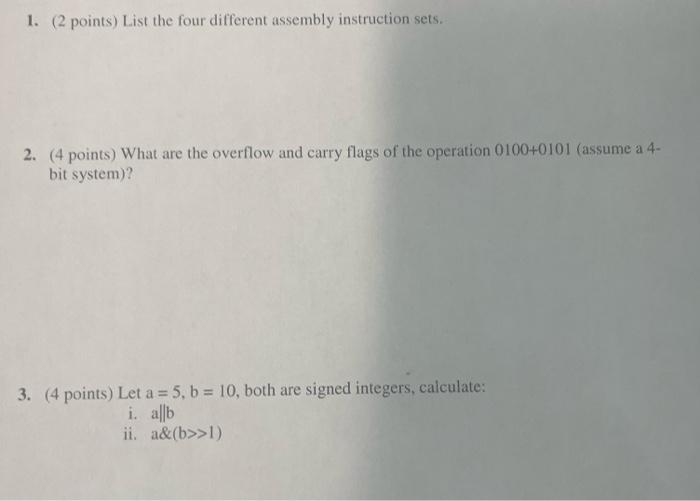 Solved 1. (2 points) List the four different assembly | Chegg.com