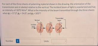 Solved For each of the three sheets of polarizing material | Chegg.com