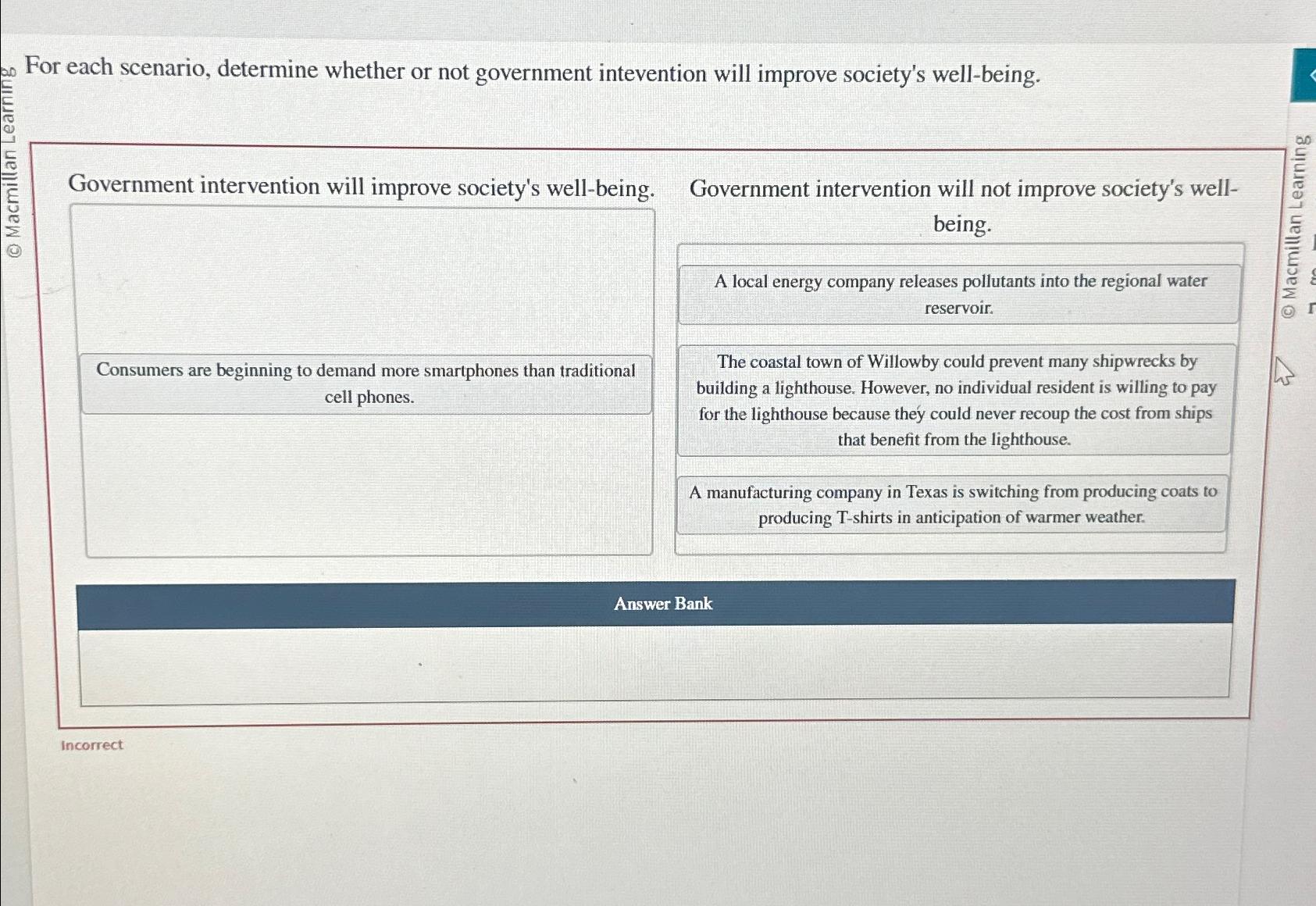 Solved For each scenario, determine whether or not | Chegg.com
