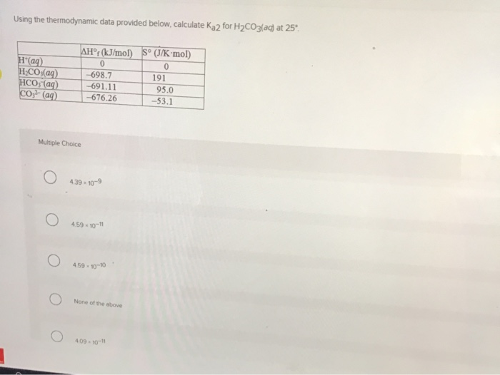 Solved Using the thermodynamic data provided below, | Chegg.com