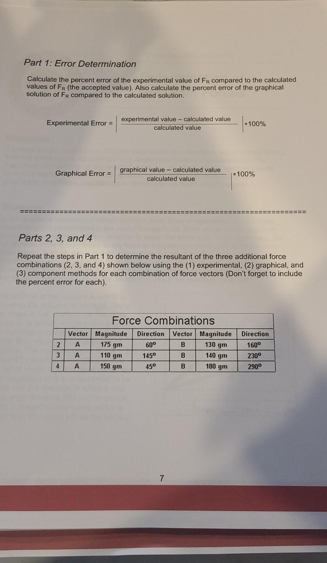 Solved Part 1: Error Determination Calculate the percent | Chegg.com