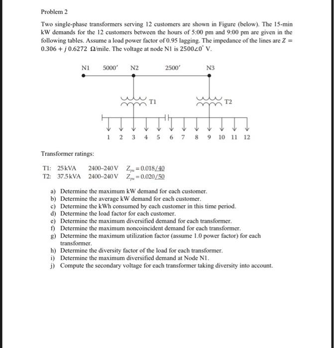 Solved Problem 2 Two single-phase transformers serving 12 | Chegg.com