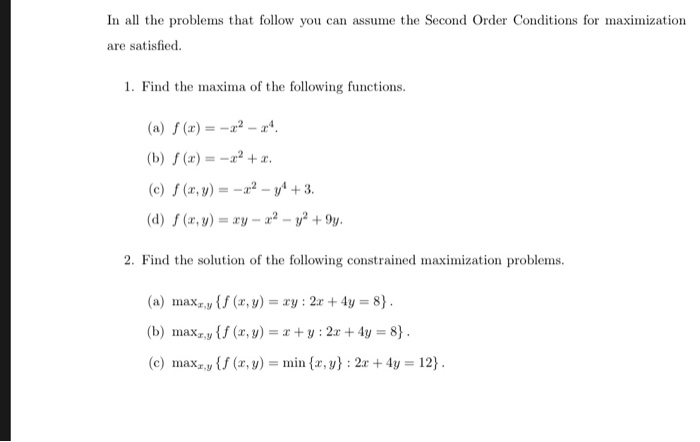 Solved In all the problems that follow you can assume the | Chegg.com