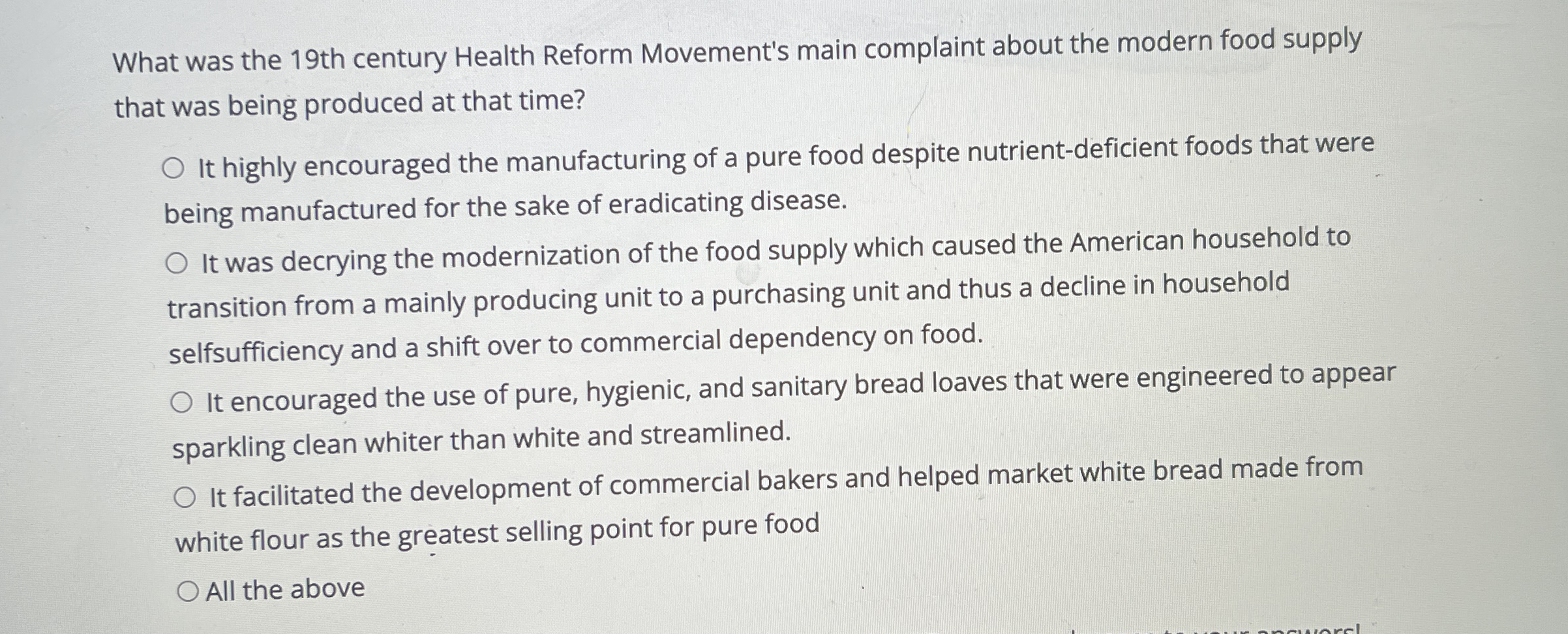 Solved What was the 19th century Health Reform Movement's | Chegg.com