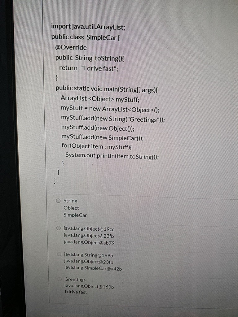 Solved import java.util.ArrayList; public class SimpleCar | Chegg.com