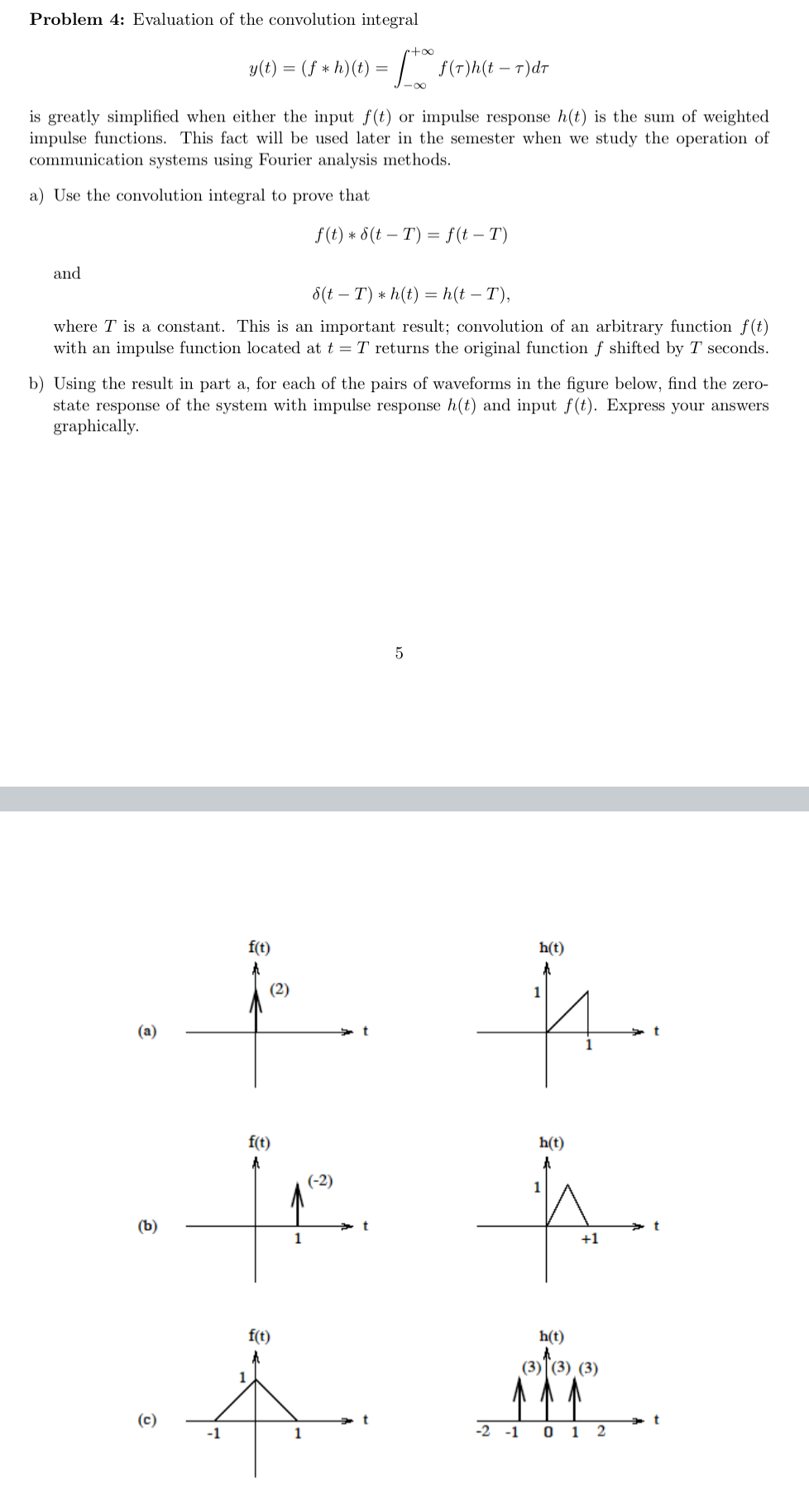 Solved Problem 4: Evaluation of the convolution | Chegg.com