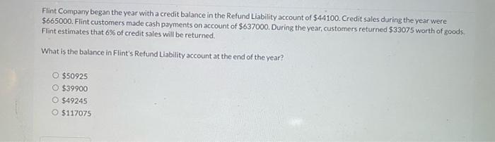 Solved Flint Company began the year with a credit balance in | Chegg.com