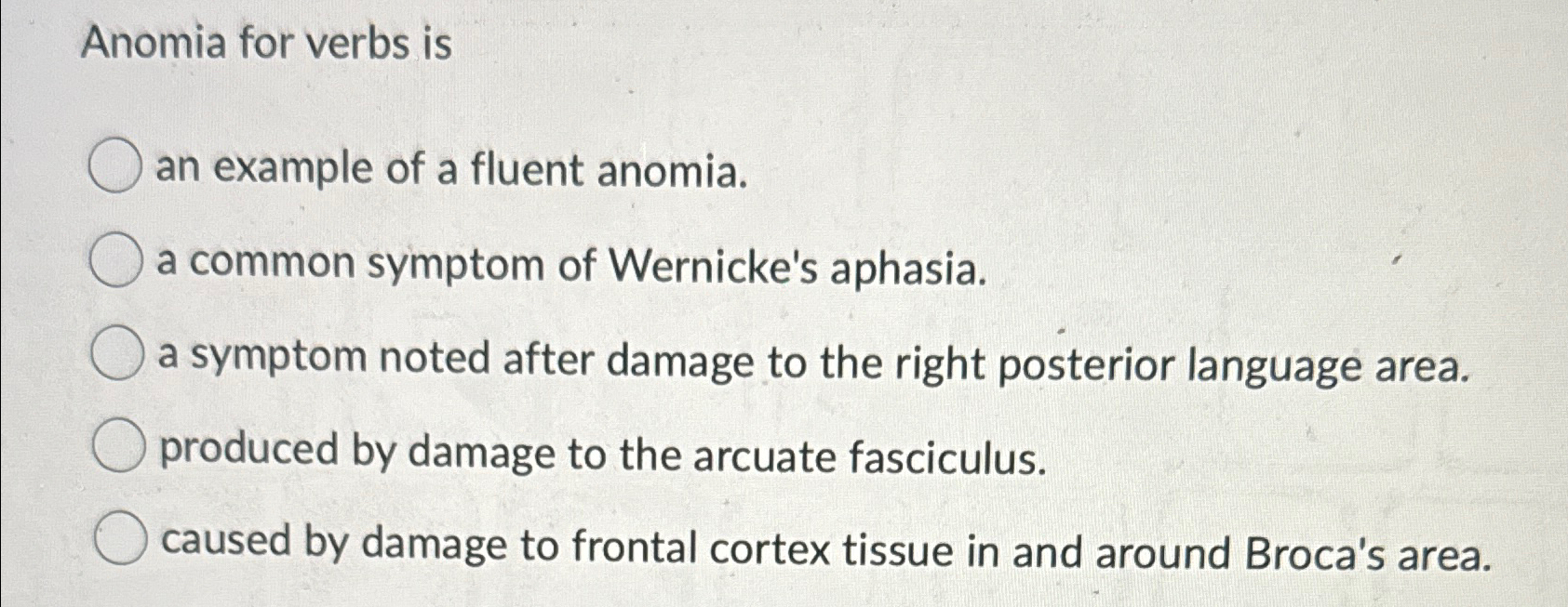 Solved Anomia for verbs isan example of a fluent anomia.a | Chegg.com