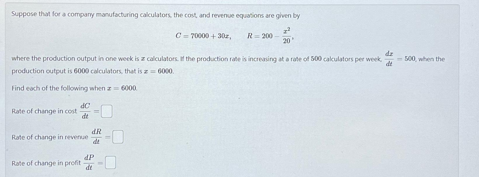 Solved Suppose that for a company manufacturing calculators, | Chegg.com