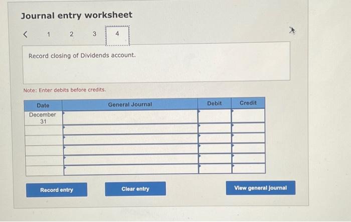 Solved Journal entry worksheet Record closing of debit | Chegg.com