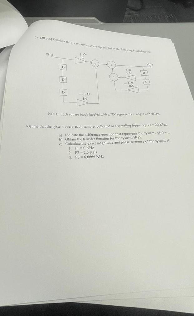 Solved 3) 130pts] Consider the discrete - ime | Chegg.com