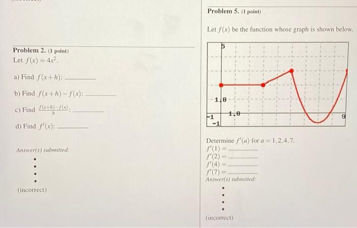 Solved Let f(x) be the function whose graph is shown below. | Chegg.com