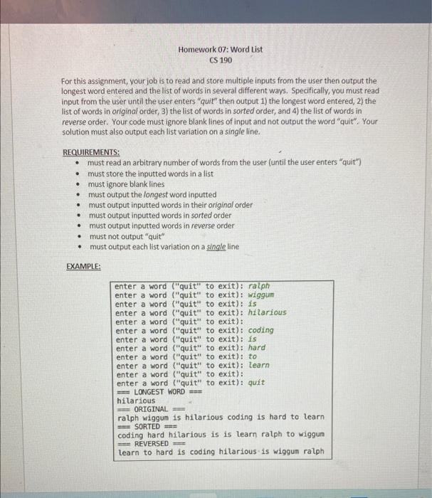 Solved REQUIREMENTS: - must read an arbitrary number of | Chegg.com