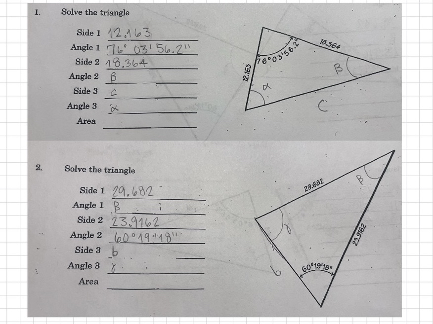 Solved Please help me solve these triangles asap! | Chegg.com