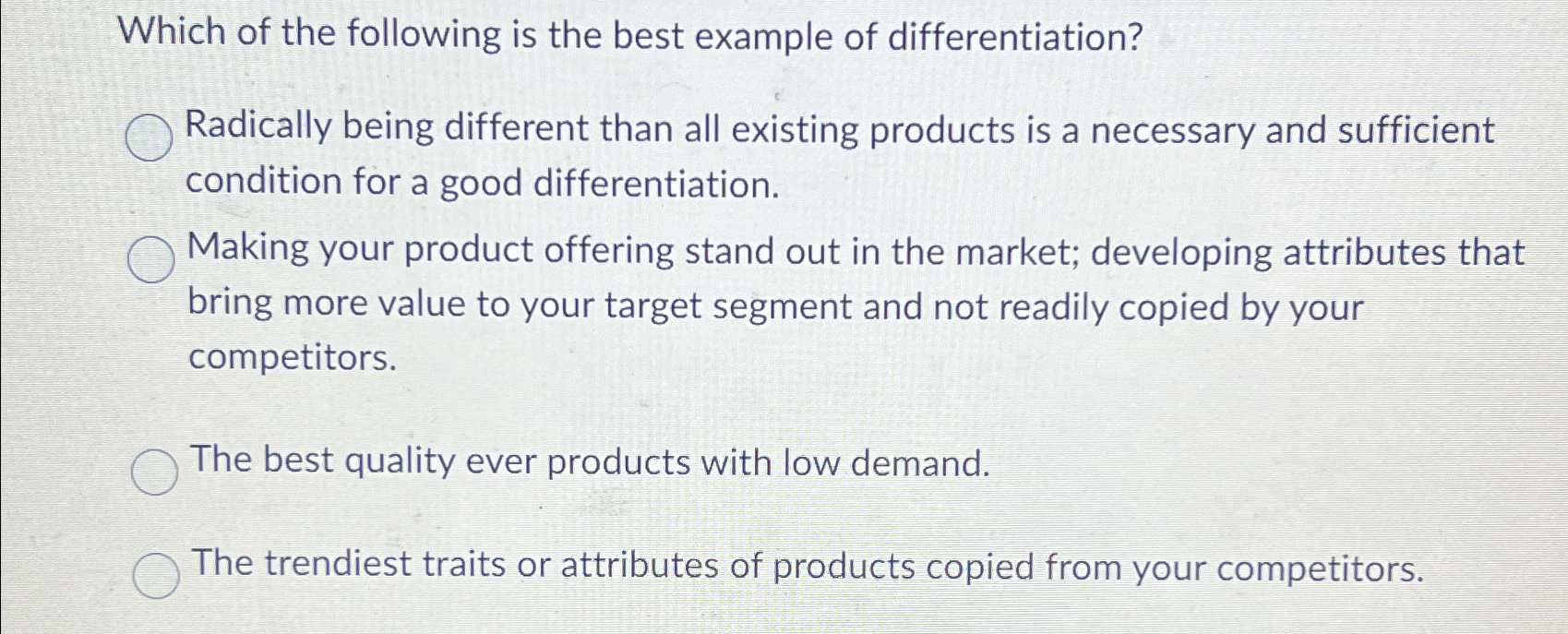 Solved Which of the following is the best example of | Chegg.com