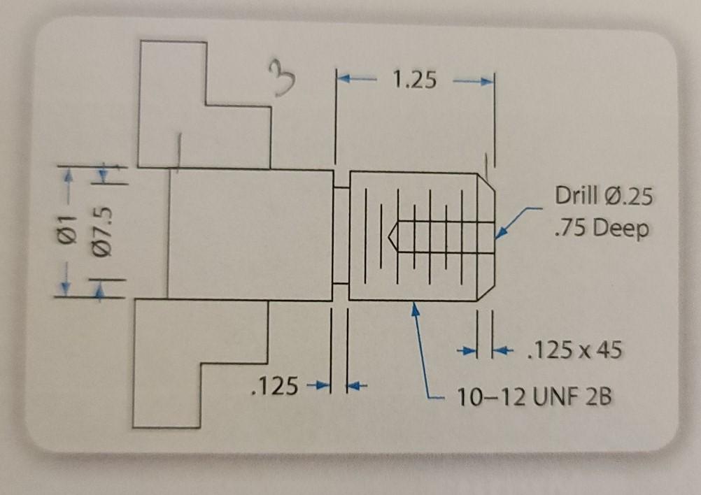 Solved Write the two lines of G76 code for a cnc lathe to | Chegg.com