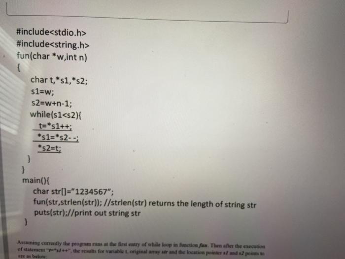 Solved #include #include fun(char *w,int n) { chart, | Chegg.com