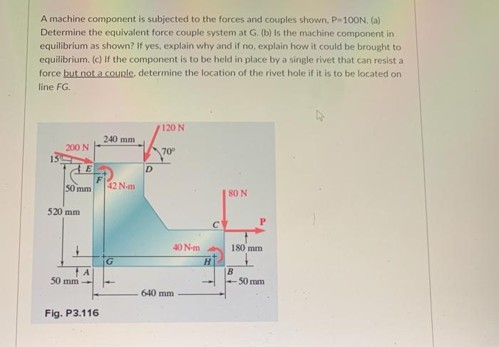 Solved A machine component is subjected to the forces and | Chegg.com