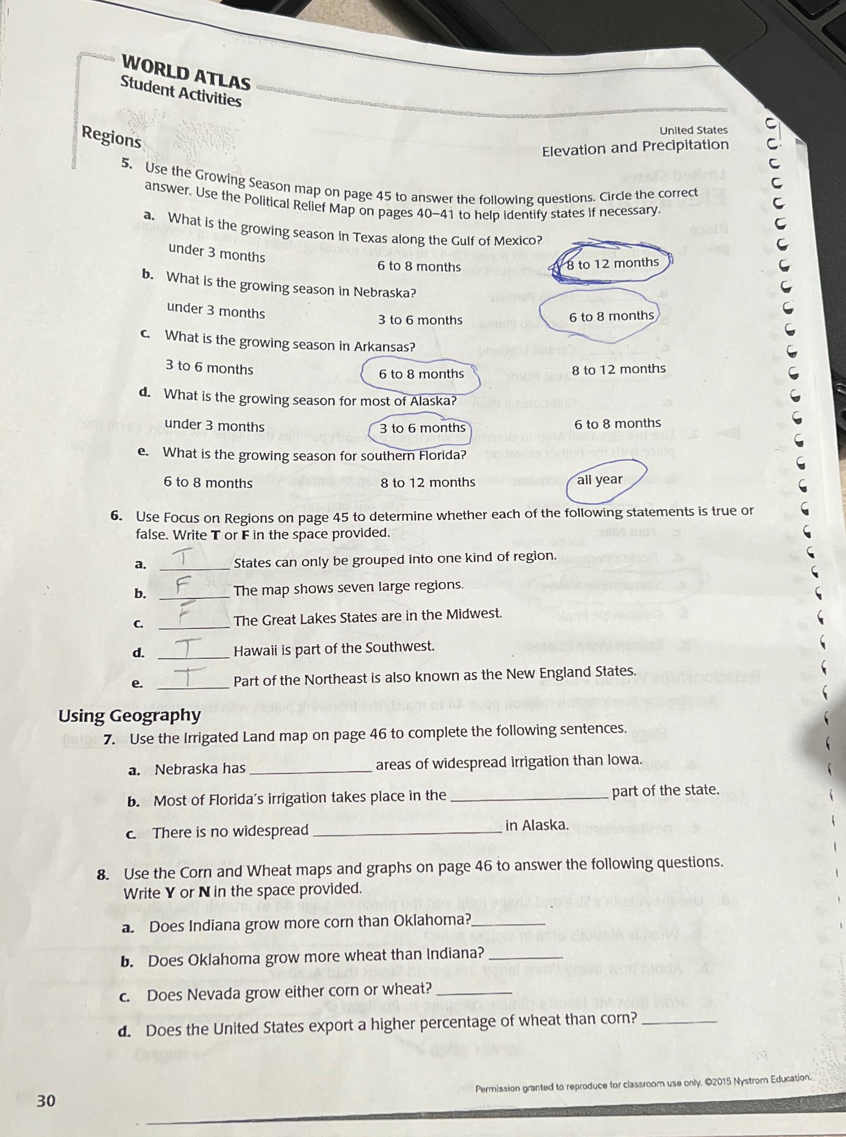 Solved WORLD ATLASStudent ActivitiesRegions5.Use the Growing | Chegg.com