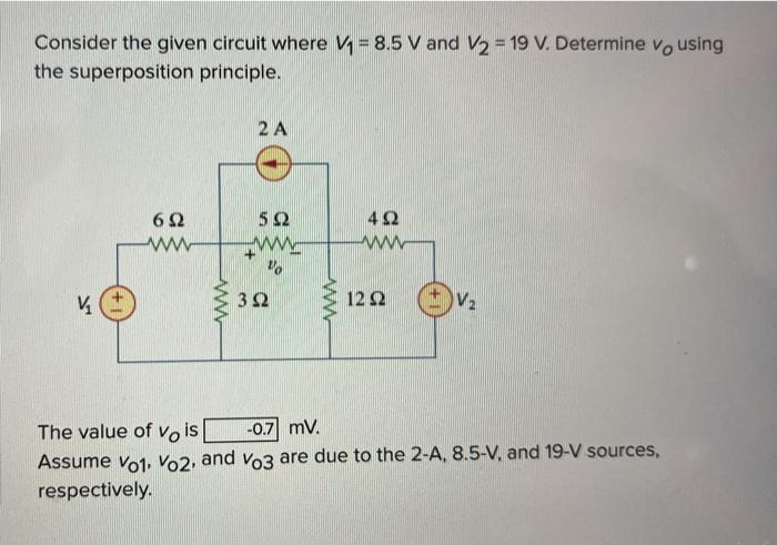 Solved Consider the given circuit where V1 = 8.5 V and V2 = | Chegg.com
