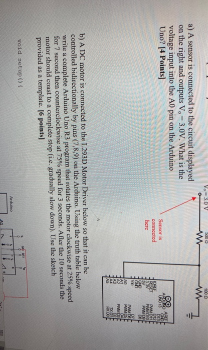 Solved Vo = 3.0 V 5000 1000 a) A sensor is connected to the | Chegg.com
