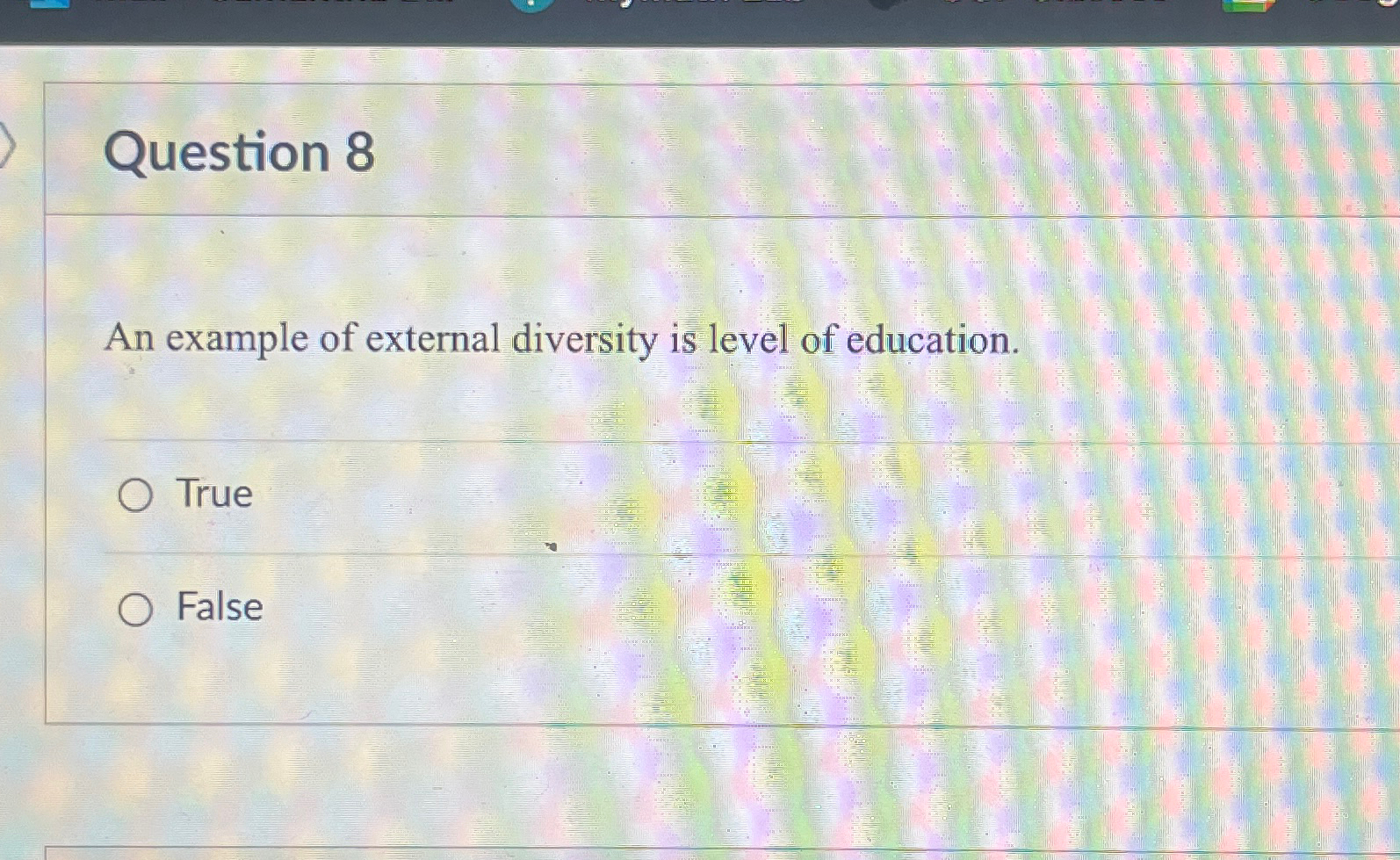 Solved Question 8An example of external diversity is level | Chegg.com