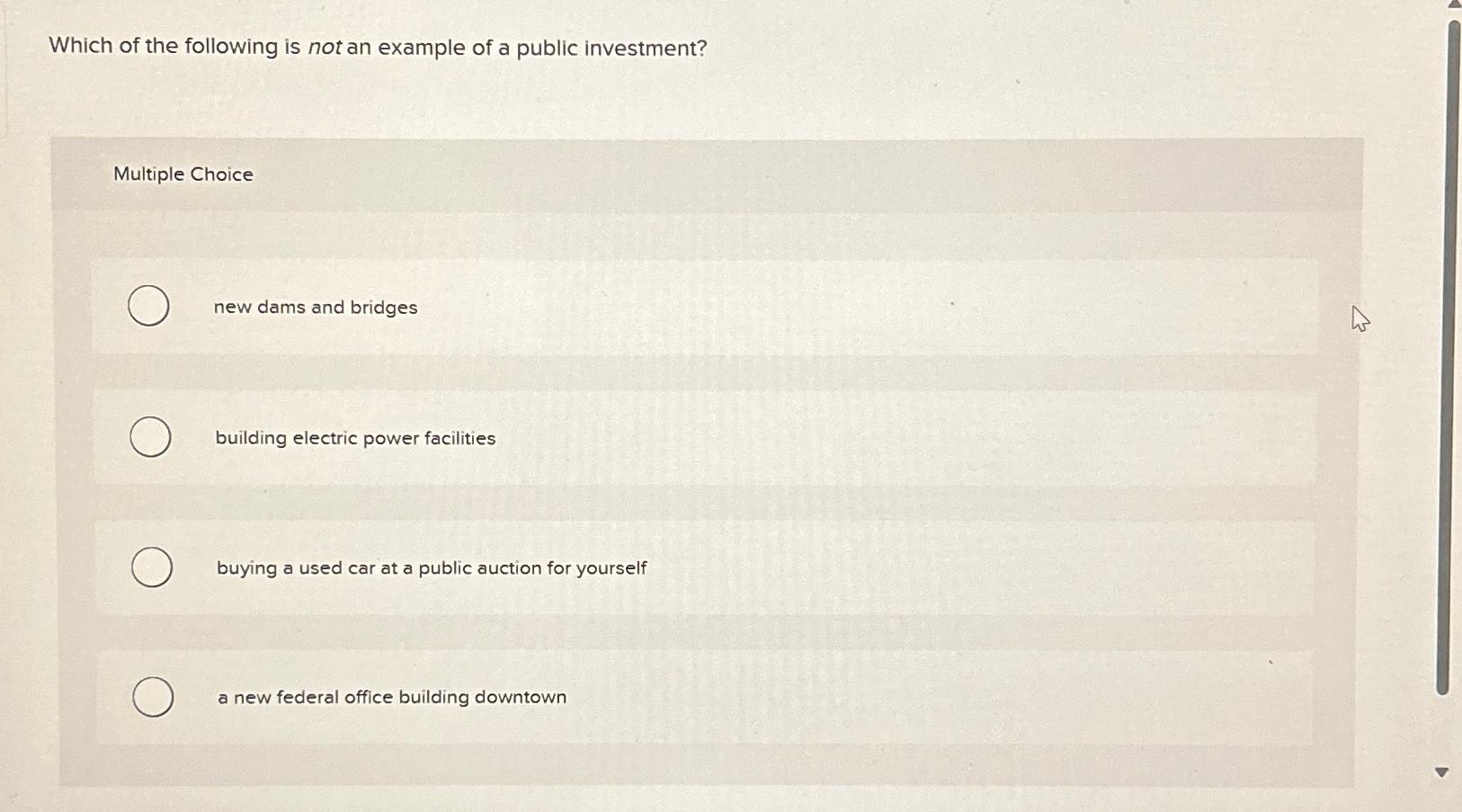 Solved Which of the following is not an example of a public | Chegg.com