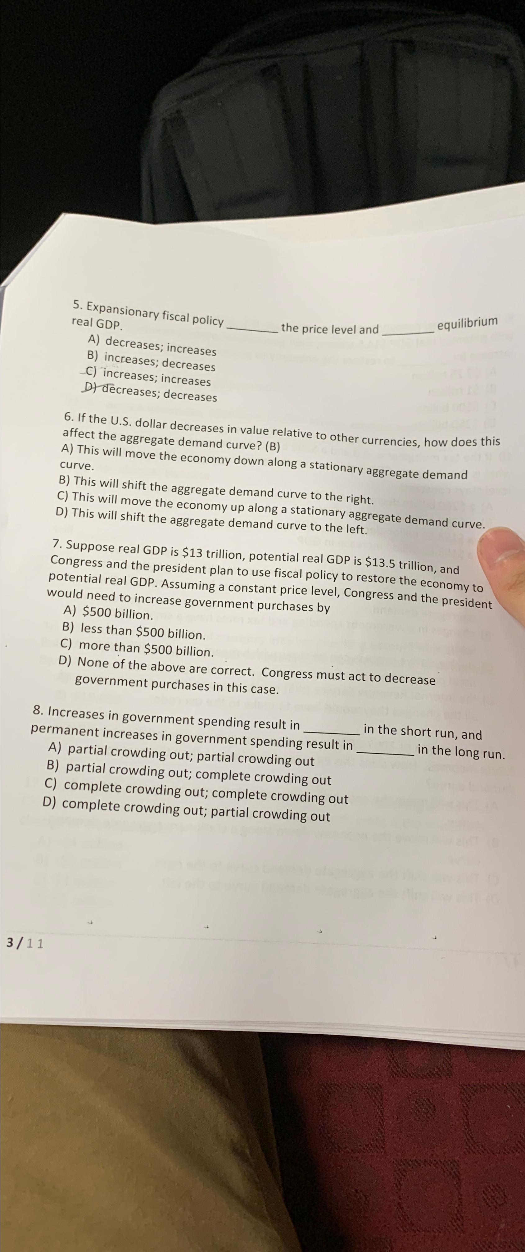 Solved Expansionary fiscal policy real GDP. ﻿the price level | Chegg.com