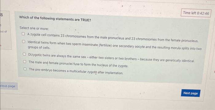 Solved Which Of The Following Statements Are True Select
