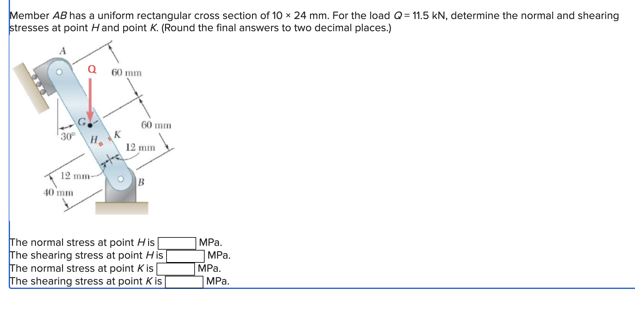Solved Member AB has a uniform rectangular cross section of | Chegg.com