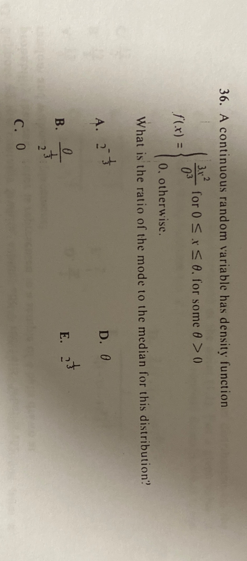 Solved A continuous random variable has density function | Chegg.com