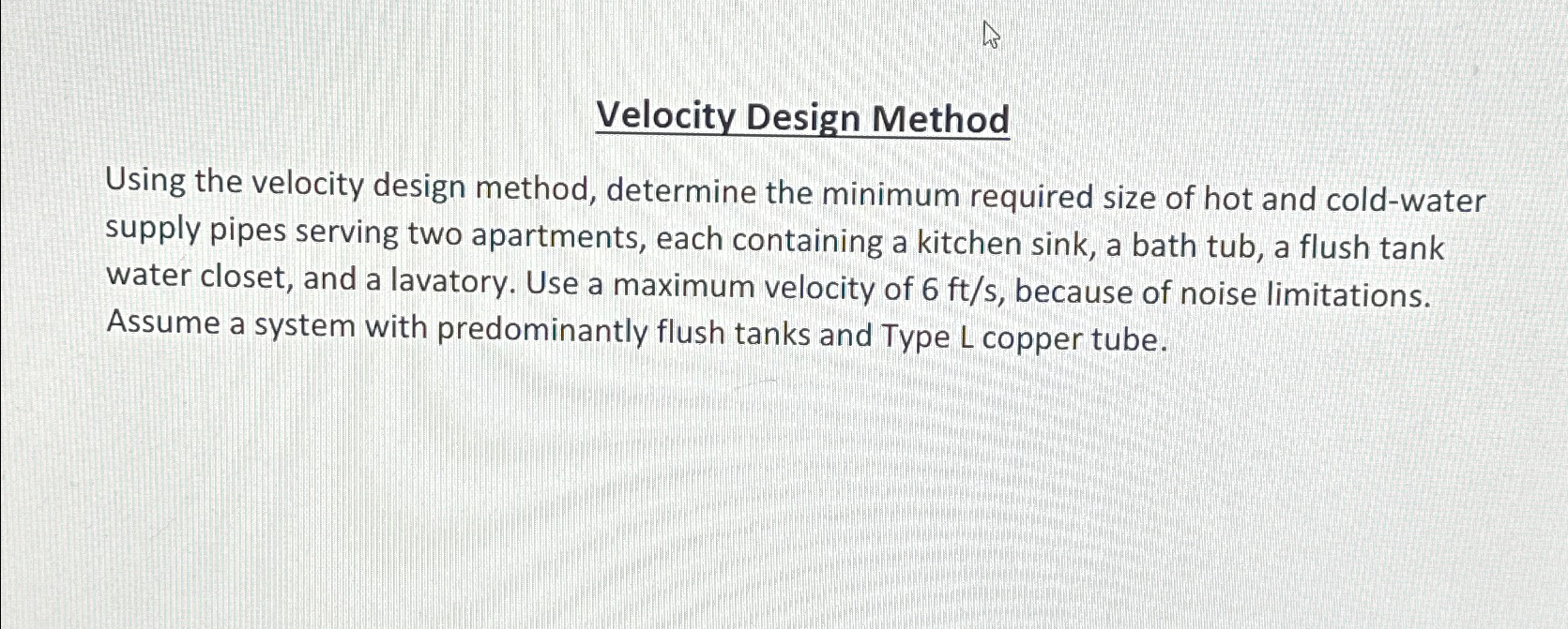 Solved Velocity Design MethodUsing the velocity design | Chegg.com