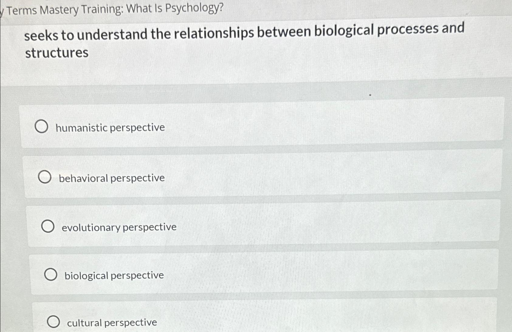 Solved Terms Mastery Training: What Is Psychology?seeks to | Chegg.com