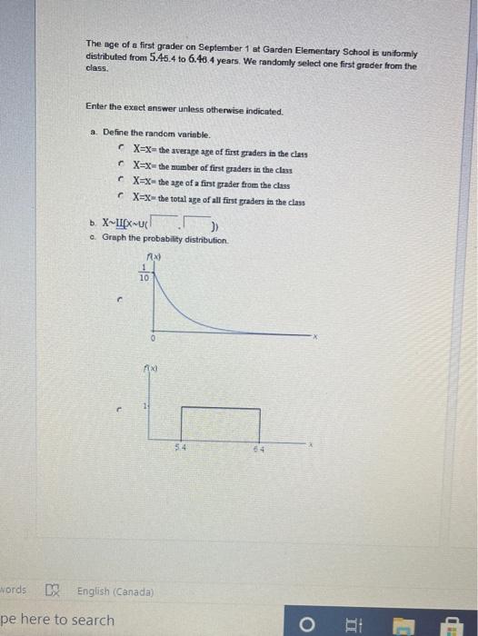 Solved The age of a first grader on September 1 at Garden | Chegg.com