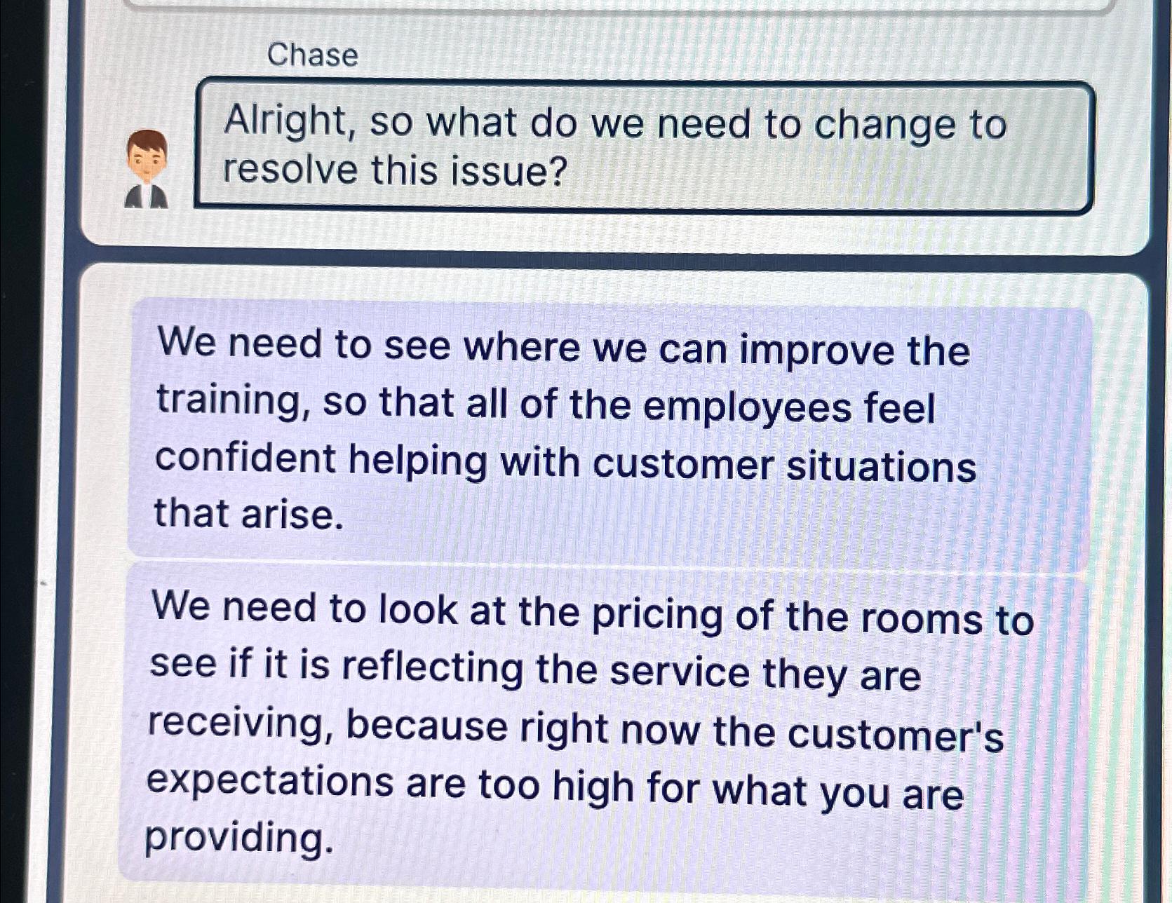 Solved ChaseAlright, so what do we need to change to resolve | Chegg.com