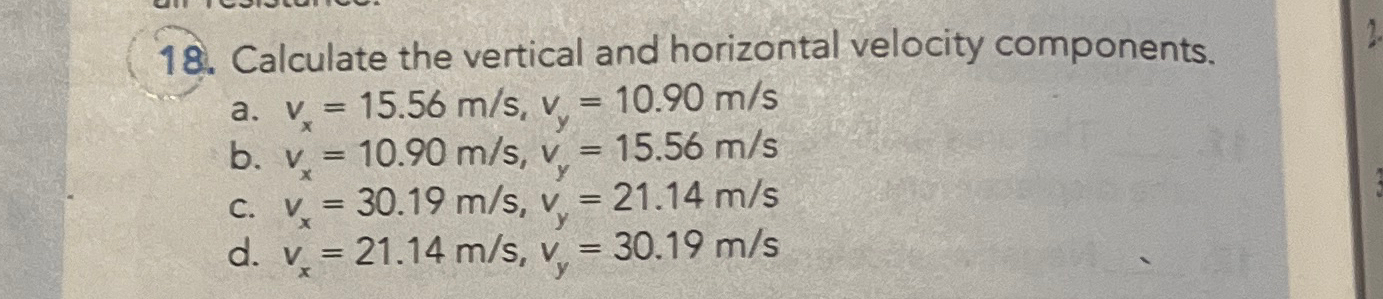 Solved Calculate the vertical and horizontal velocity | Chegg.com