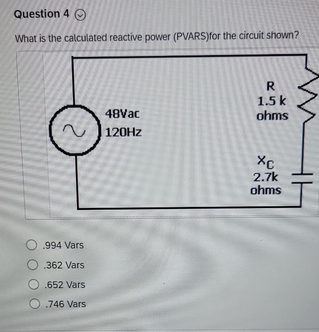Solved What is the calculated reactive power (PVARS)for the | Chegg.com