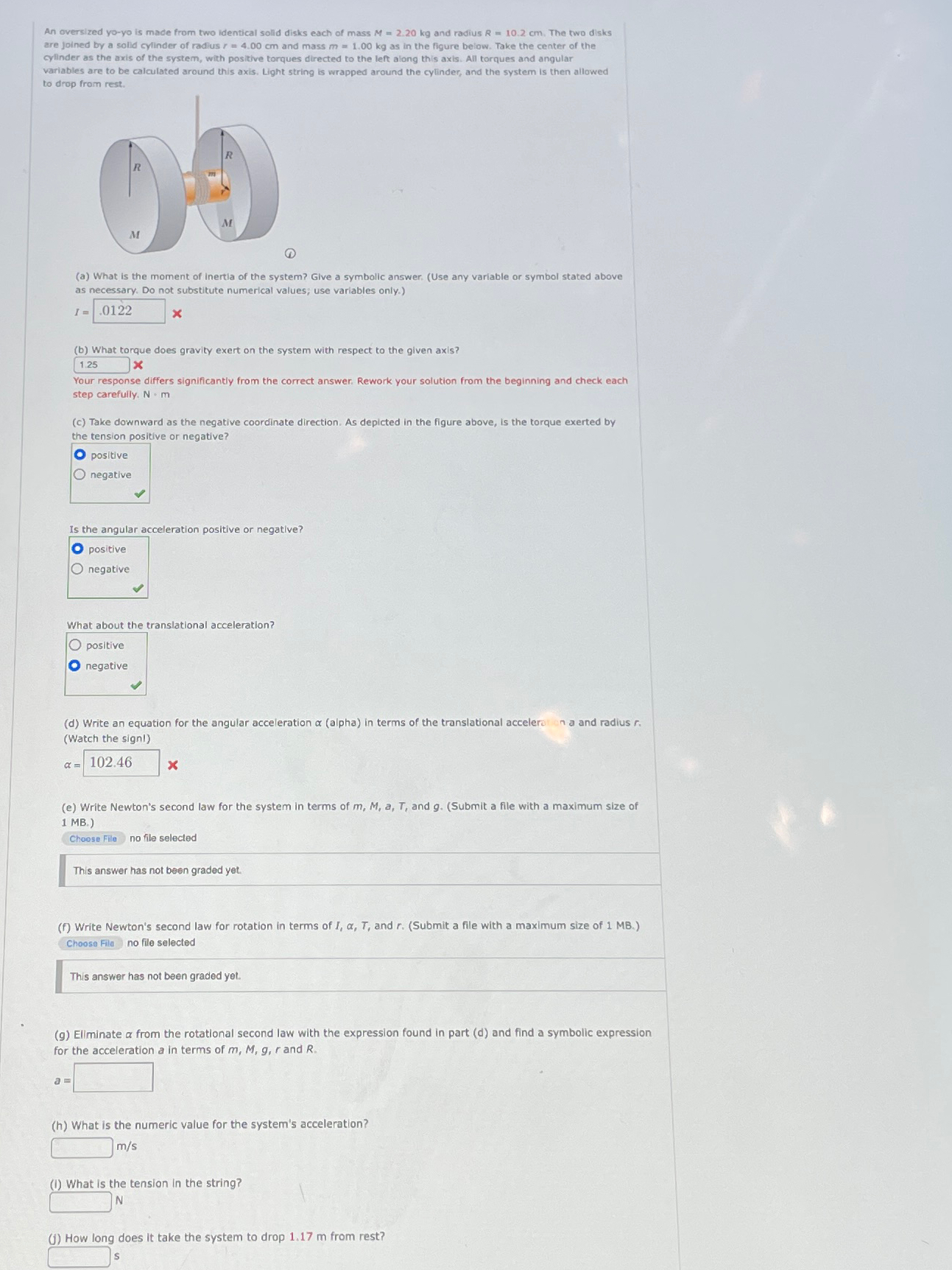 Solved An oversized yo-yo is made from two identical solid | Chegg.com