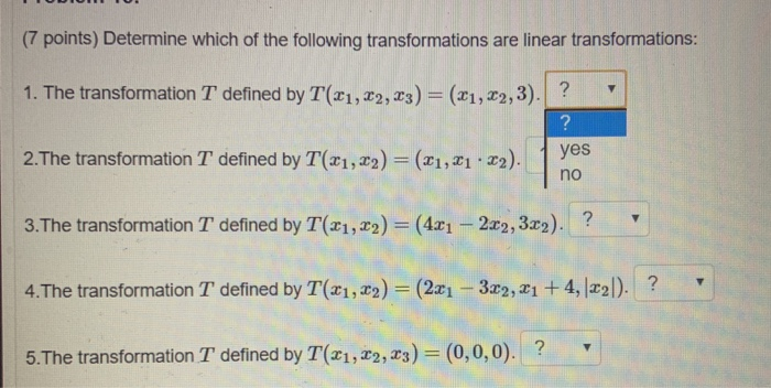 Solved (7 points) Determine which of the following | Chegg.com