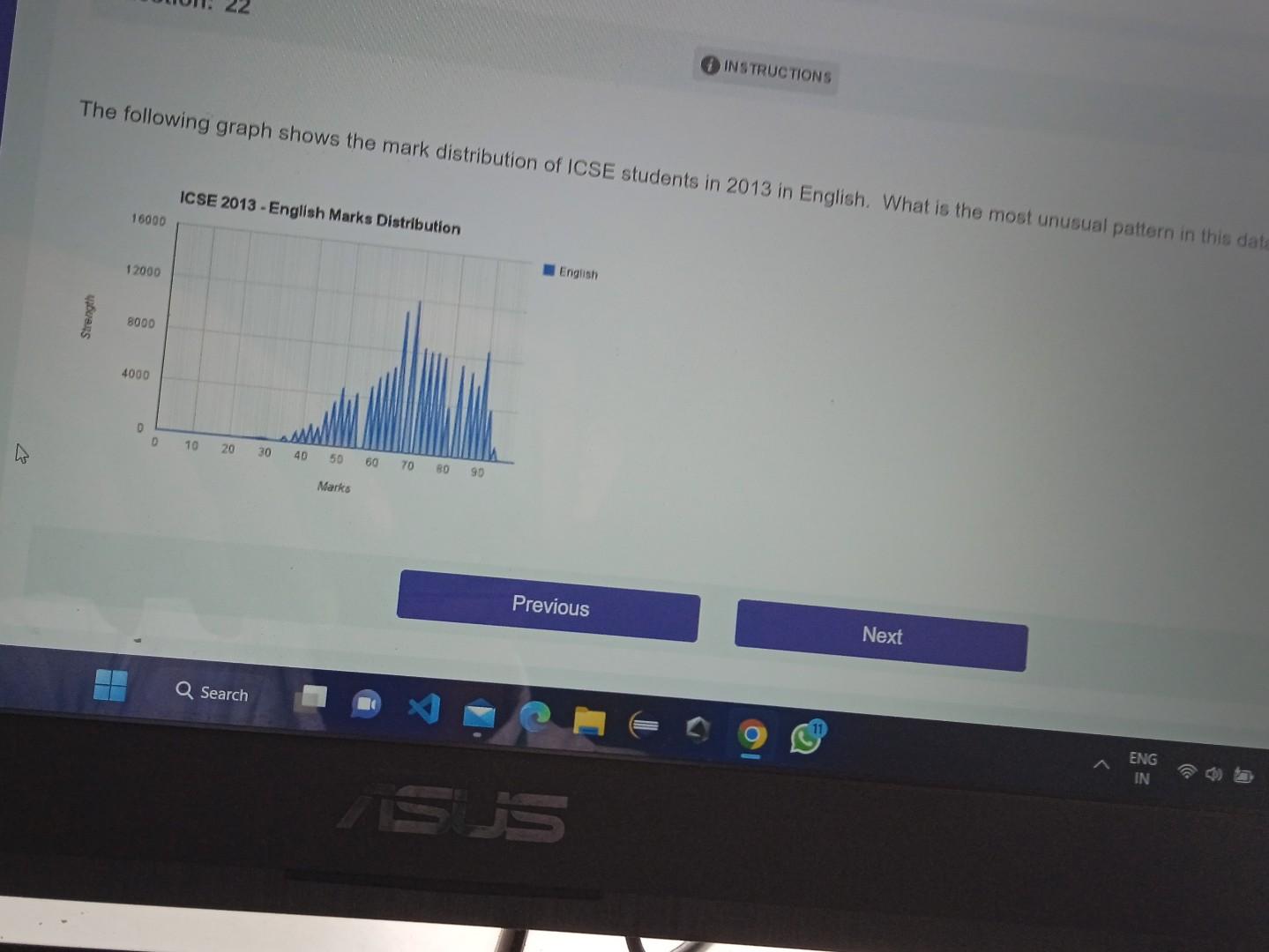 Solved The following graph shows the mark distribution of | Chegg.com