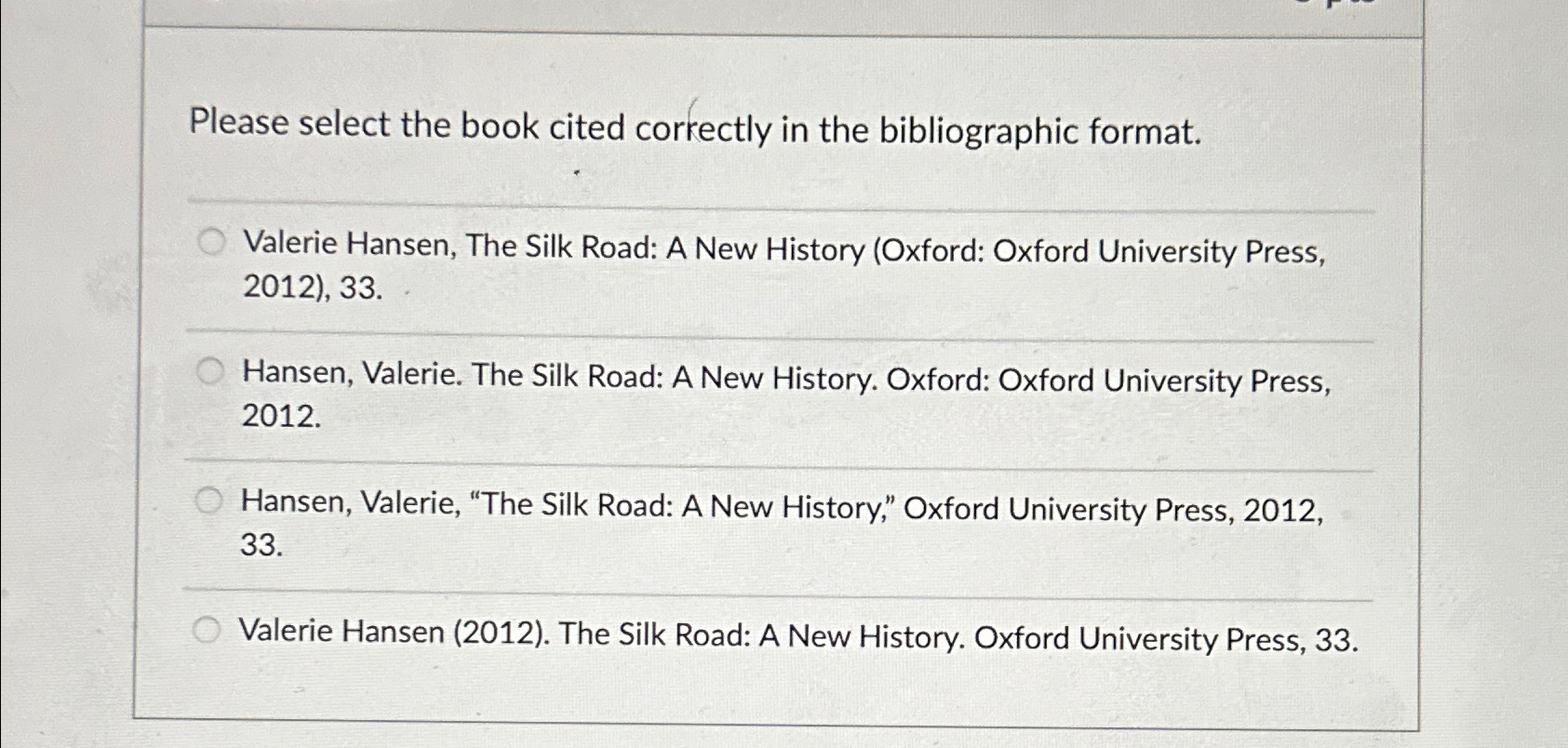 Solved Please select the book cited correctly in the | Chegg.com